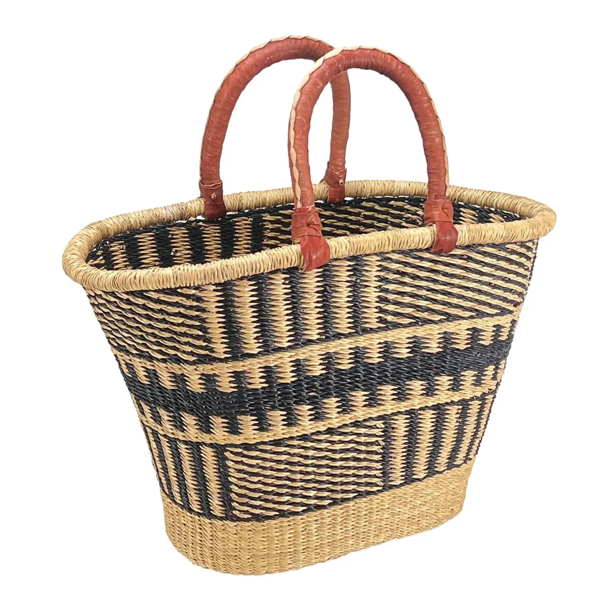 G-144N+: NAVY/NATURAL V-shape Oval Basket = 4 per case - African Market ...